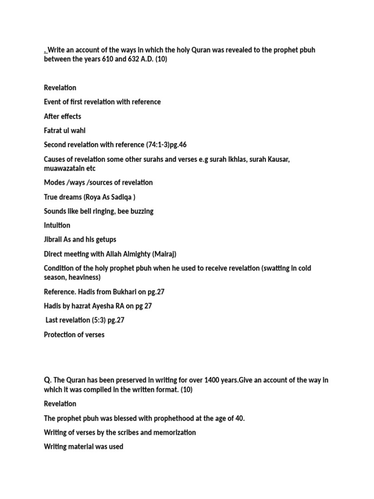 Class Notes For Islamiat | PDF