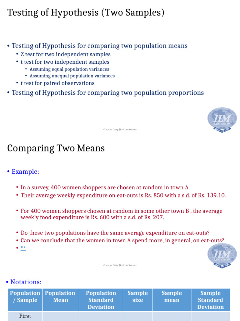 2 Testing Two Samples | PDF | Standard Deviation | Student's T Test