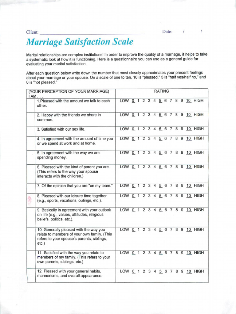 I am sharing 'Marriage Satisfaction Scale' with you | PDF