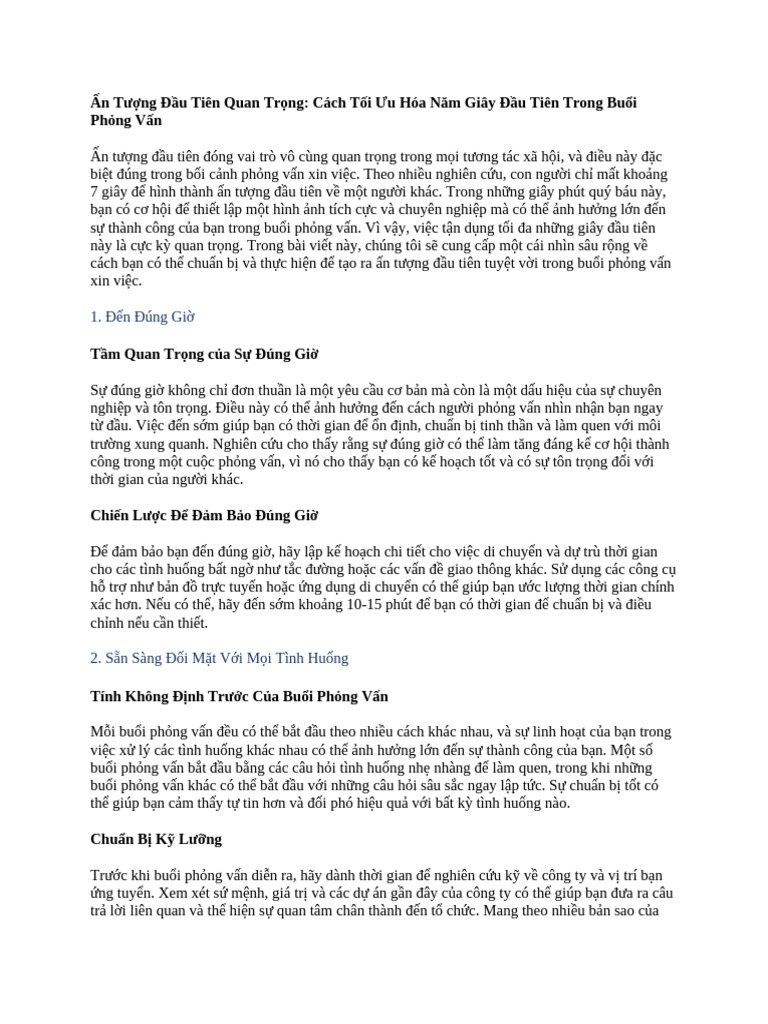How To Make A Good Impression in Job Interview | PDF