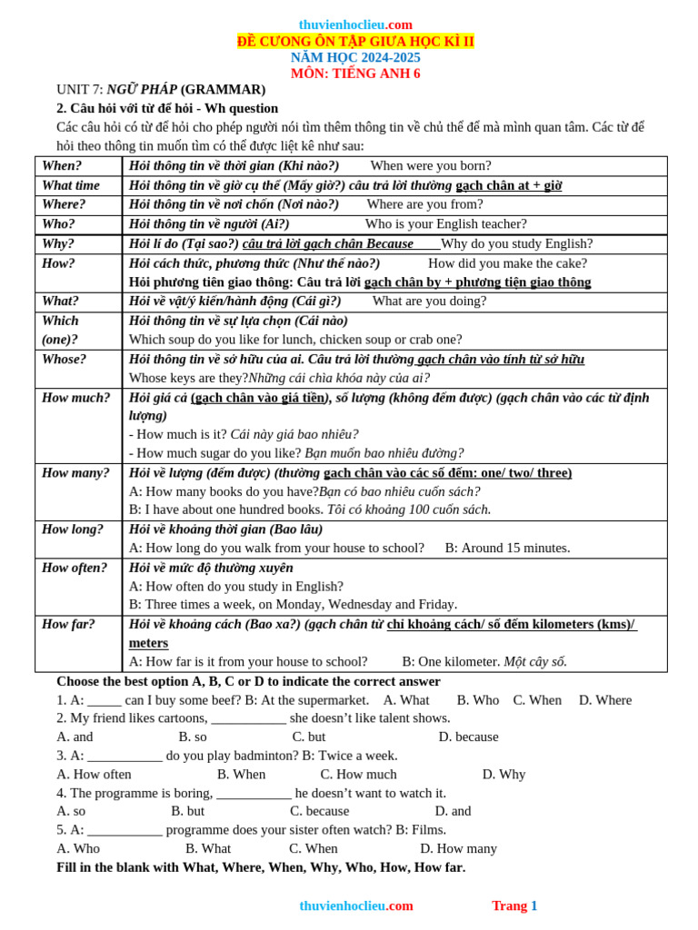 De Cuong On Tap Giua HK2 Tieng Anh 6 Global 24 25 | PDF