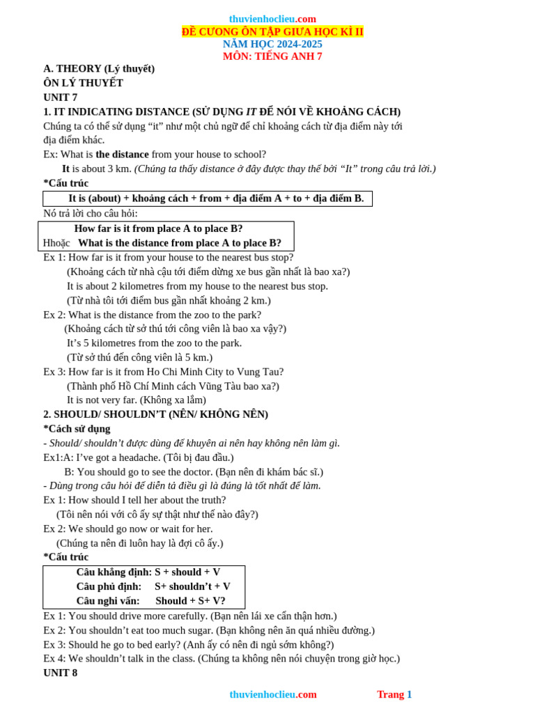De Cuong On Tap Giua HK2 Tieng Anh 7 Global 24 25 | PDF