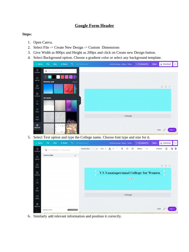 Google Form Header | PDF