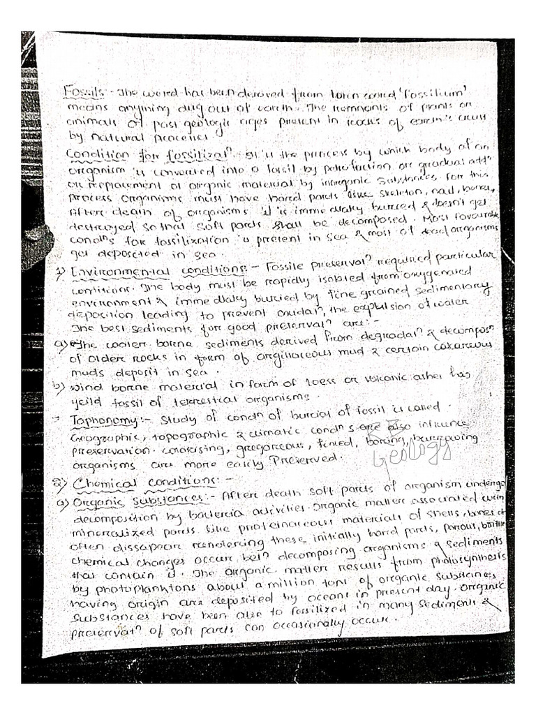 Fossil And Fossilization Rb Notes Pdf