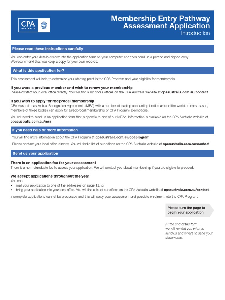Membership Entry Pathways Assessment Form | PDF | Accountant ...