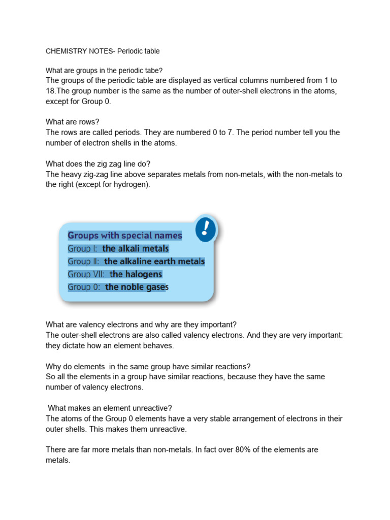 Periodic Table Notes | PDF | Periodic Table | Atomic