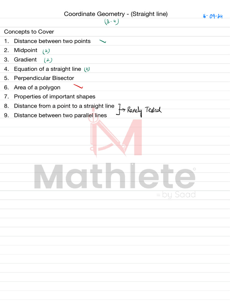6. Coordinate Geometry (1) | PDF | Line (Geometry) | Analytic Geometry