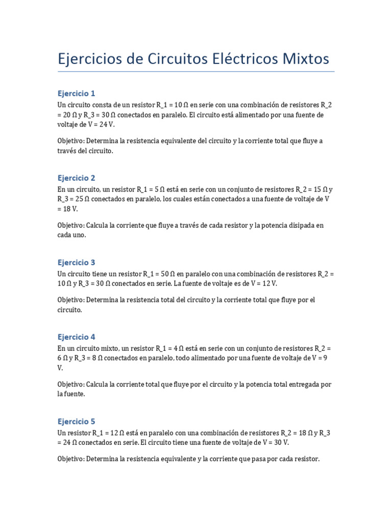 Ejercicios Circuitos Mixtos | PDF