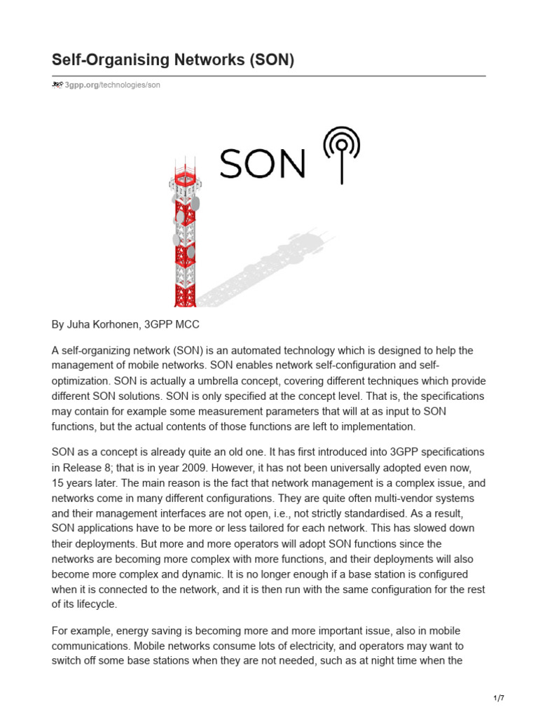 3gpp.org-Self-Organising Networks SON | PDF | Artificial Intelligence ...