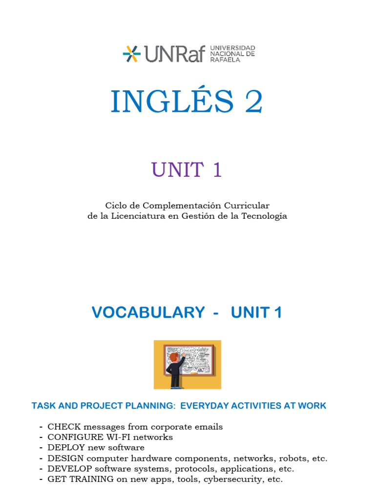 Inglés 2 - Unit 1 Vocabulary | PDF
