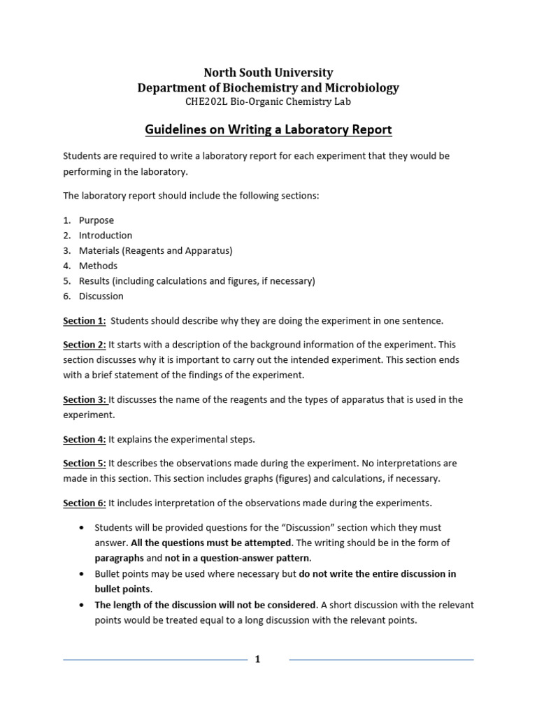 Guidelines On Writing A Lab Report | PDF | Experiment | Laboratories
