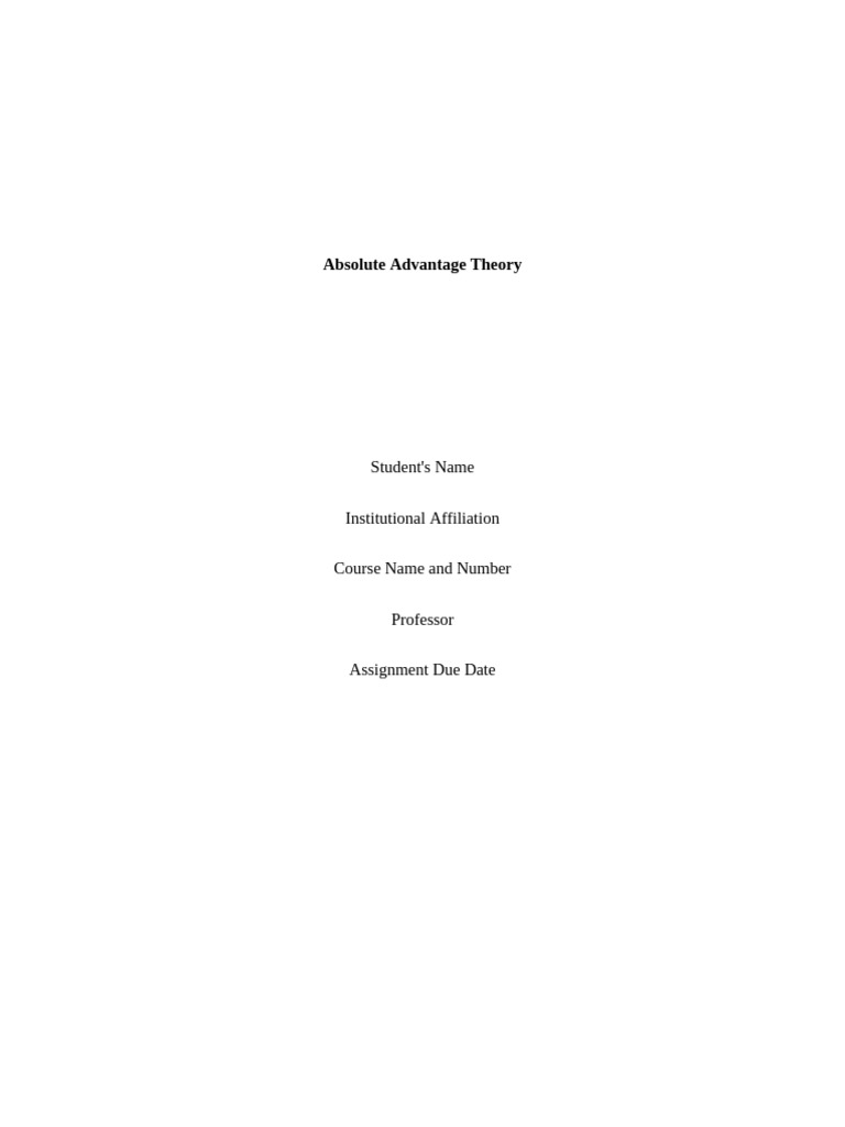Absolute Advantage Theory | PDF | Trade | Free Trade