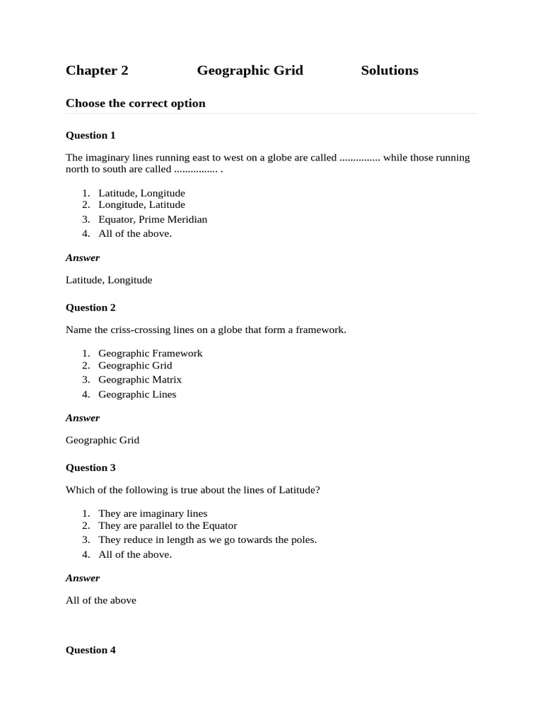 Chapter Geographic Grid Solutions Grade 9 | PDF | Latitude | Equator