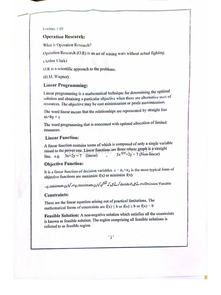 Operations Research Lecture 01 | PDF