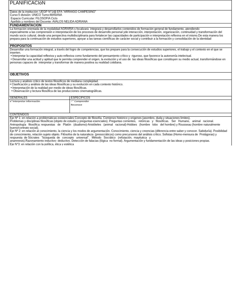 PLANIFICACIóN Filoso Efa | PDF | Conocimiento | Razón