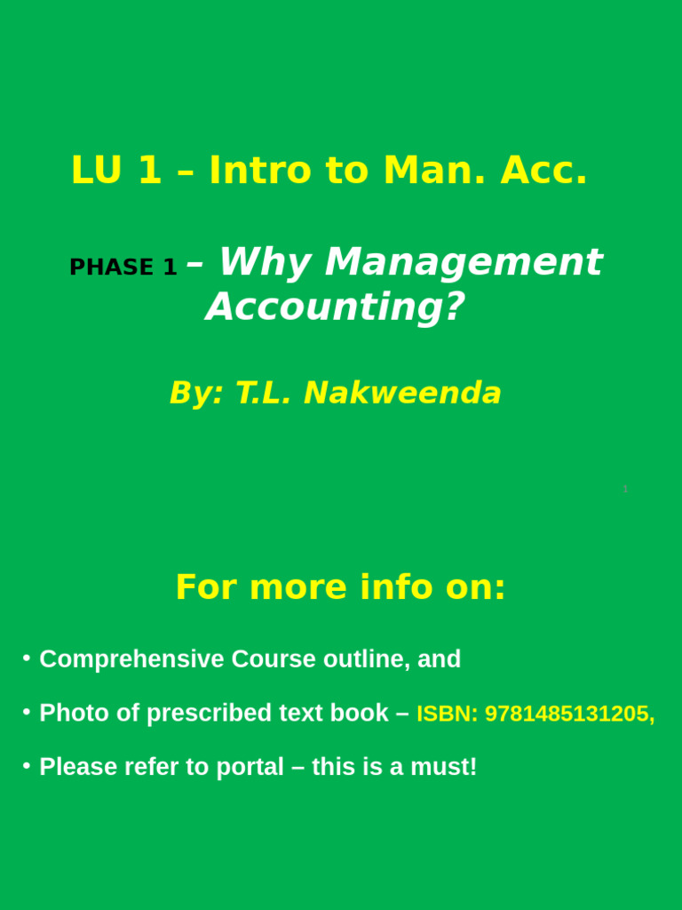 Unit 1 Introduction To Management Accounting Part 1 | PDF | Cost ...