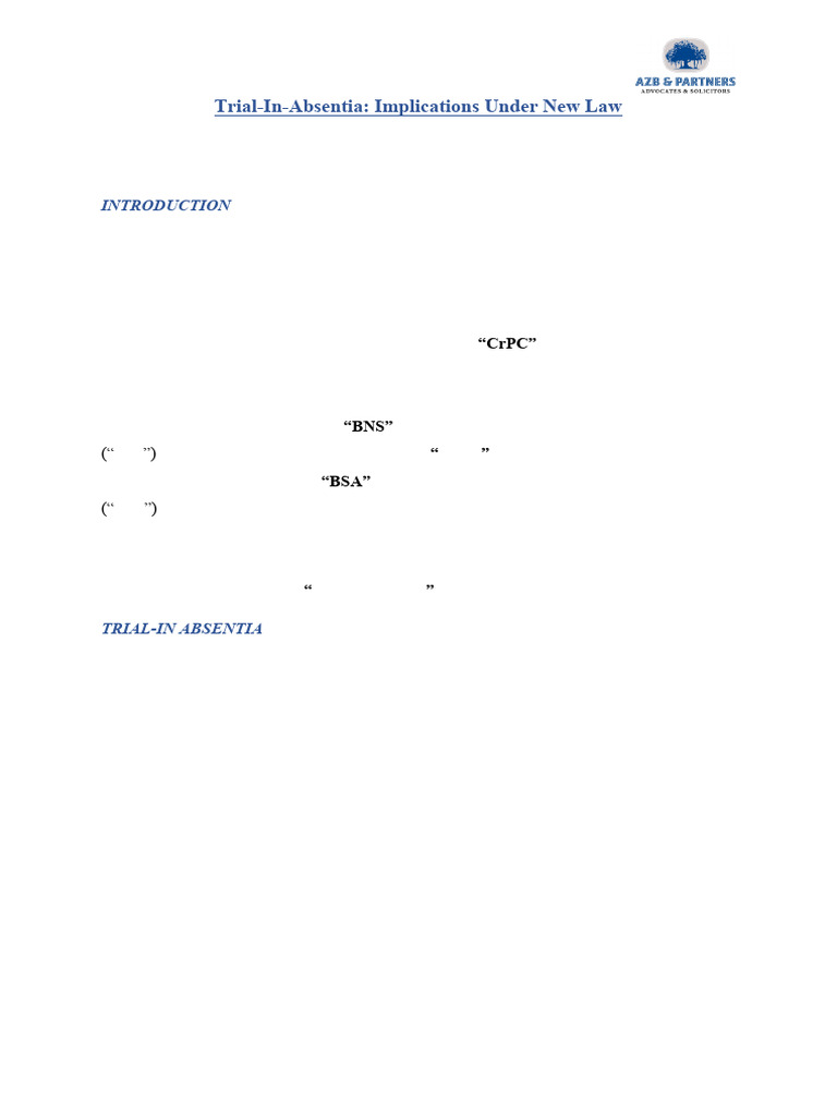 Part V Trial in Absentia Implications Under New Law | PDF | Trials ...