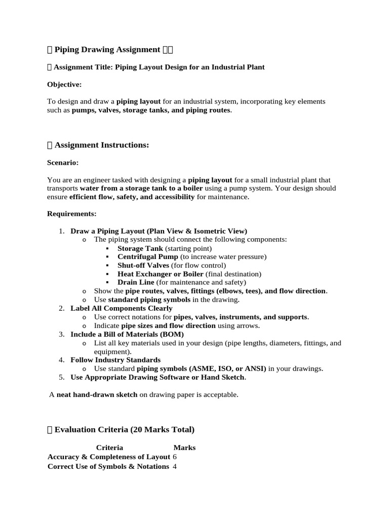 ? Piping Drawing Assignment ?? | PDF