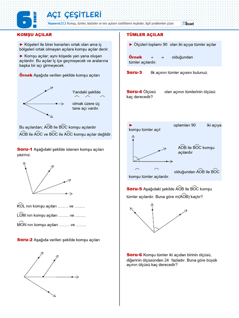 3 Komsu Tumler Butunler Ve Ters Acilar | PDF