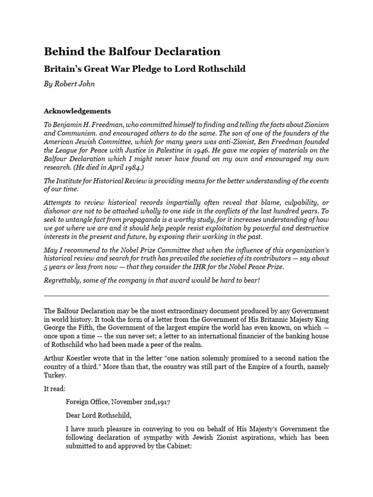 Behind The Balfour Declaration | PDF | Zionism | Sykes–Picot Agreement