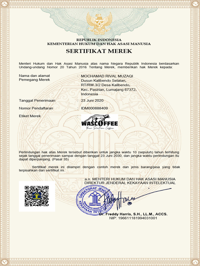 Salinan Sertifikat-DID2020030797 | PDF