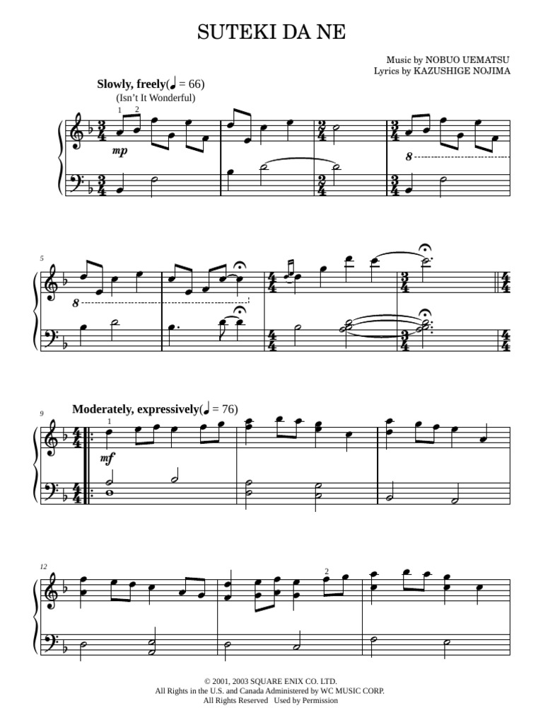 Suteki Da Ne - Nobuo Uematsu | PDF | Albums | Video Game Franchises