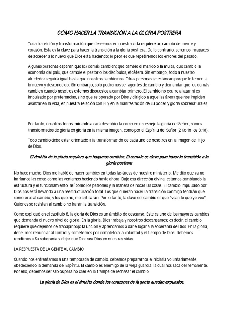 TRANSICIONANDO A La Gloria Postrera | PDF | Cristo (título) | Dios