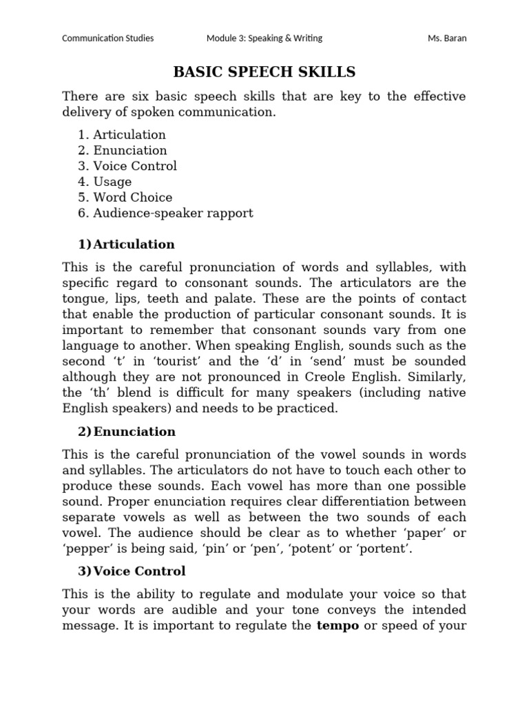 Essential Speech and Writing Skills | PDF | Speech | English Language