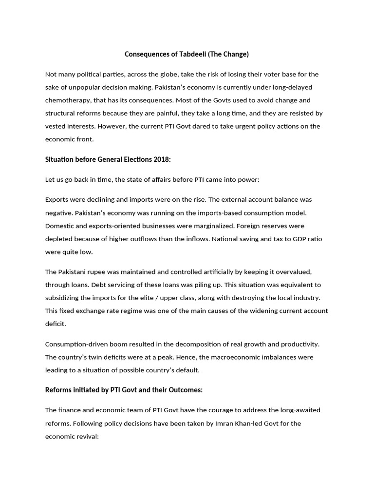 Economic Reforms Impact in Pakistan | PDF | Government Budget Balance ...