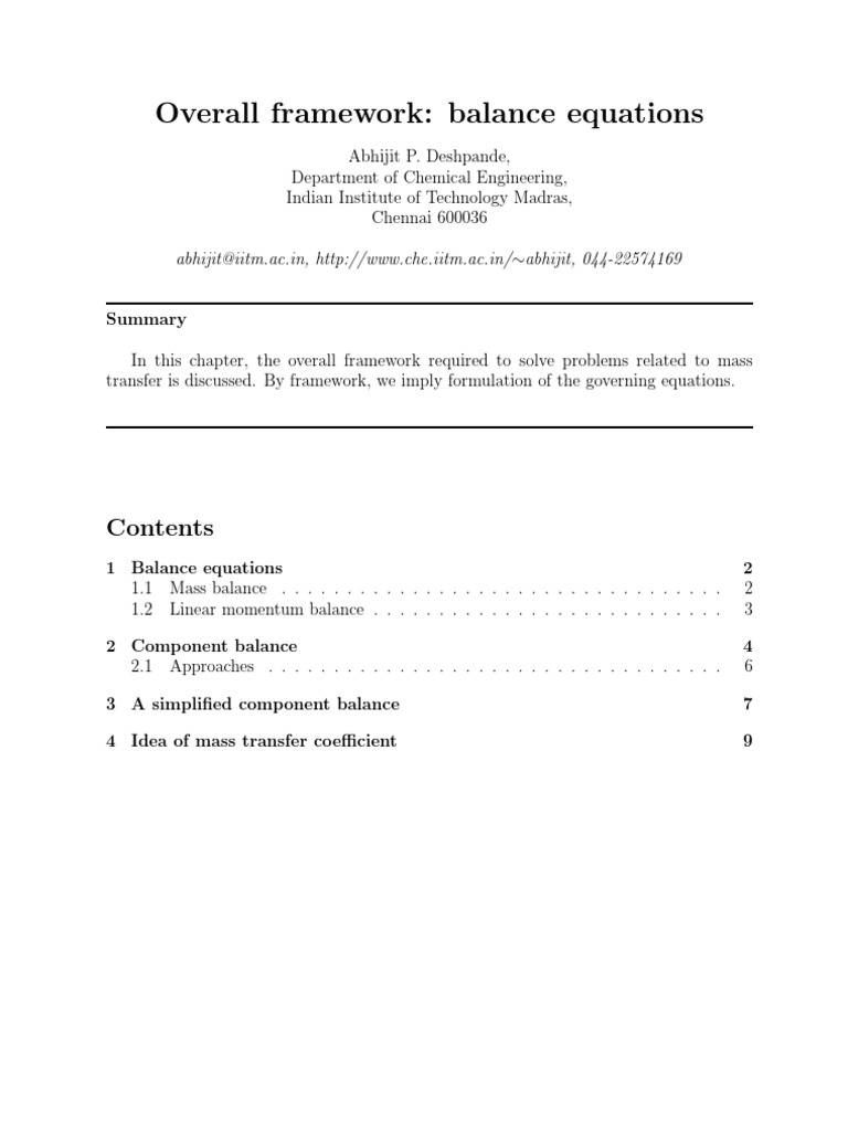Overall Framework: Balance Equations | PDF | Momentum | Stress (Mechanics)