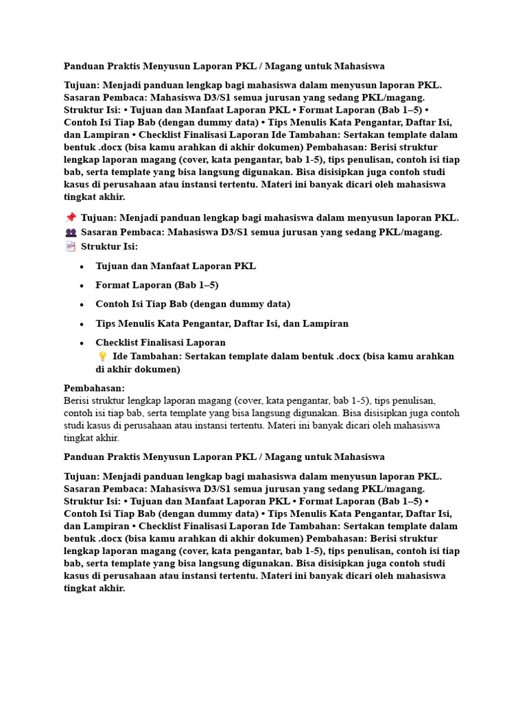 Panduan Praktis Menyusun Laporan PKL | PDF
