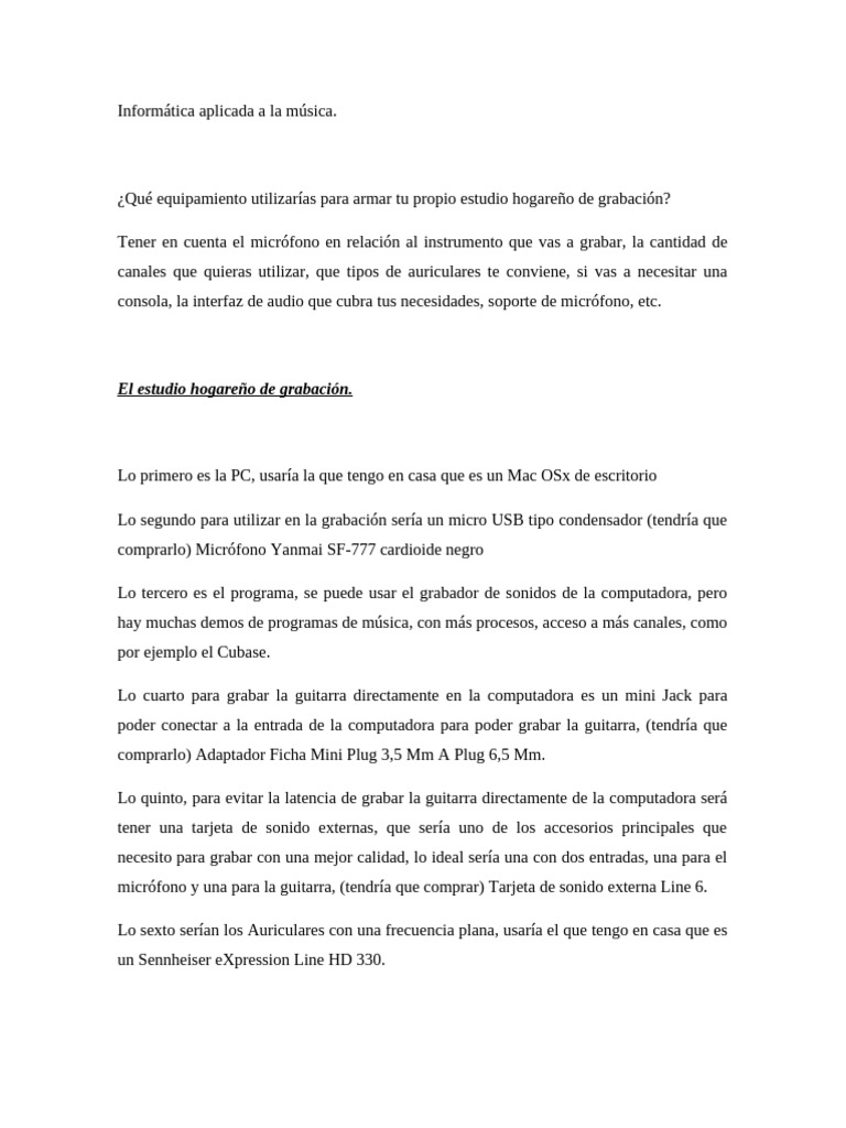Informática aplicada a la música Pol Salmi Piccoli | PDF