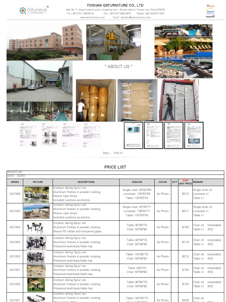 Outdoor Dining Furniture Price List | PDF