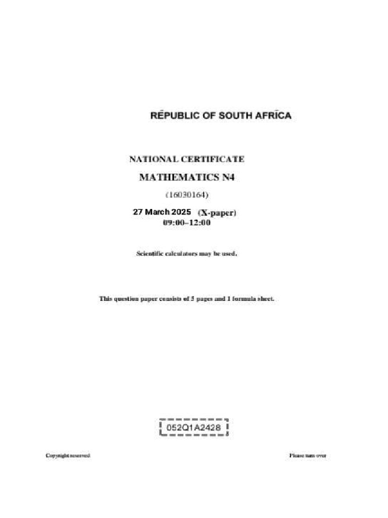 Mathematics - N4 270325 English | PDF