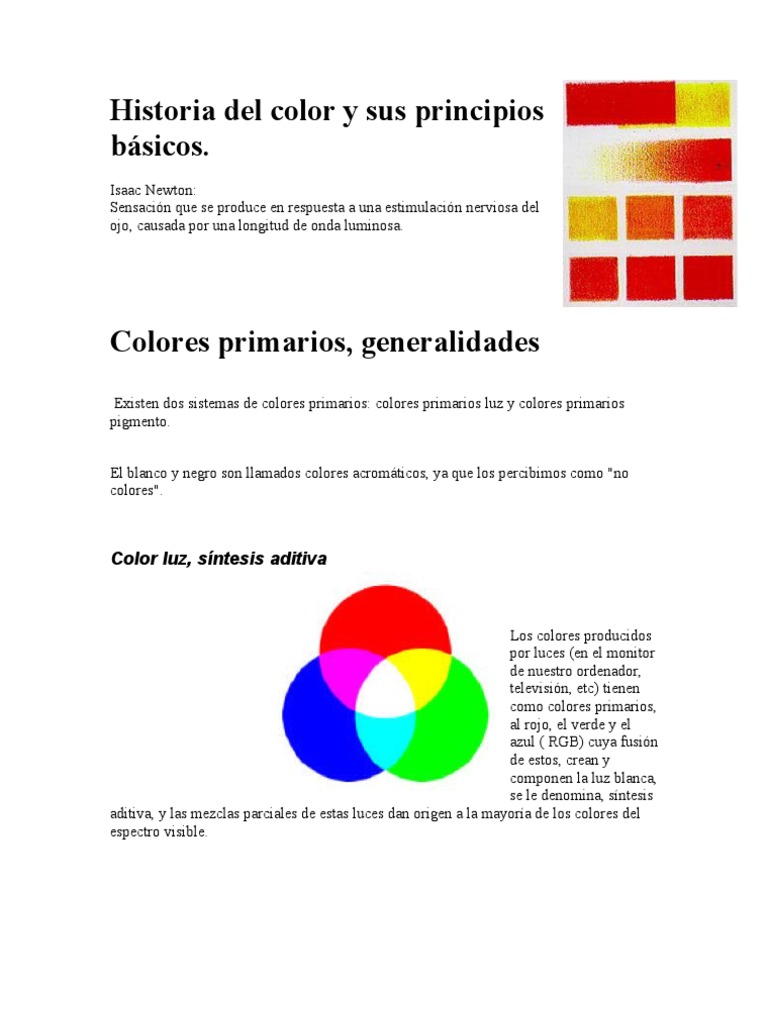 Historia Del Color y Sus Principios Básicos | PDF | Color | Sentidos