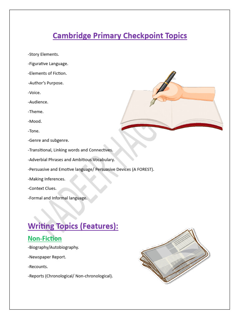 Cambridge Primary Checkpoint Topics (FINAL) NEW | PDF