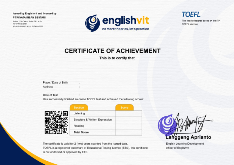 Englishvit Certificate | PDF