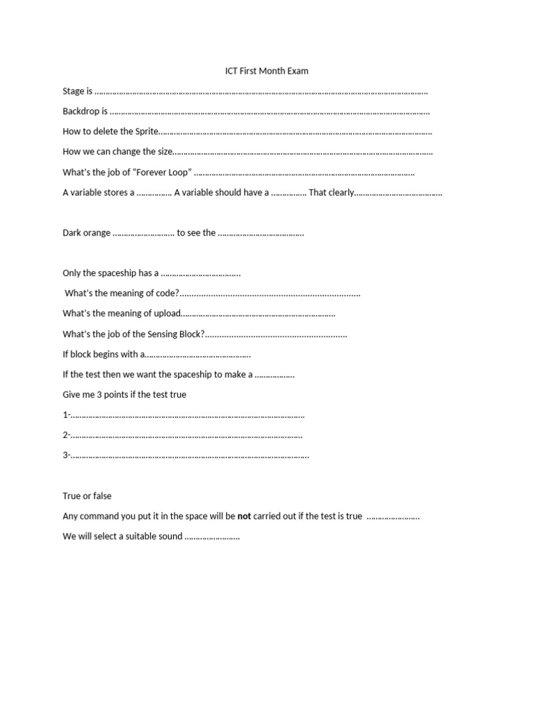 ICT First Month Exam | PDF