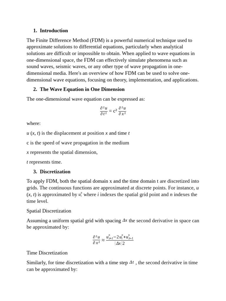 The Finite Difference Method - MK | PDF | Waves | Applied Mathematics