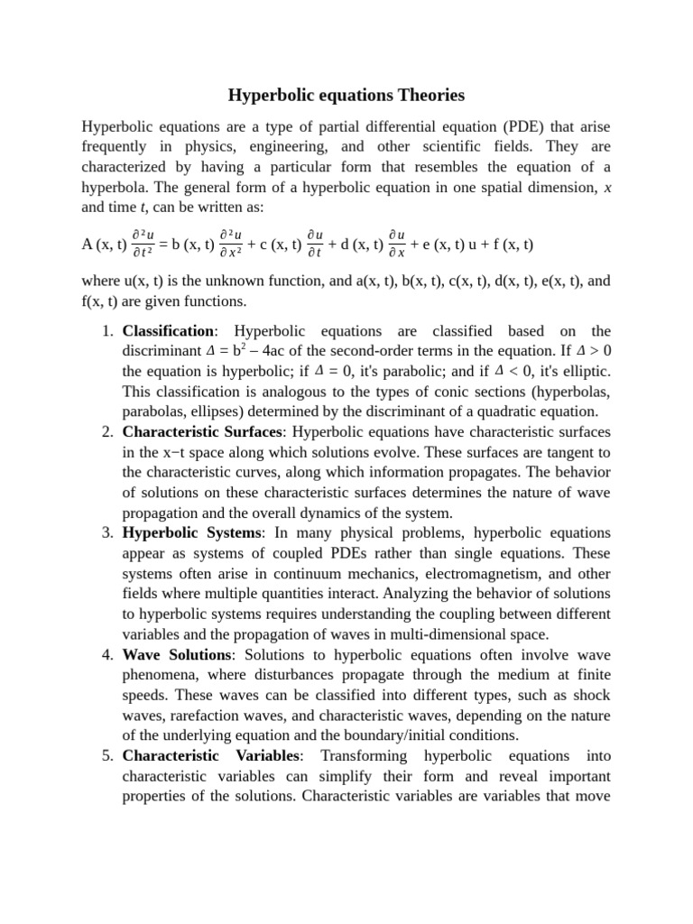 Understanding Hyperbolic Equations | PDF | Equations | Subtraction