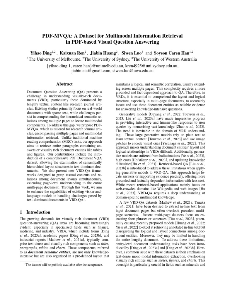 A Dataset For Multimodal Information Retrieval in PDF-based Visual Question Answering | PDF ...