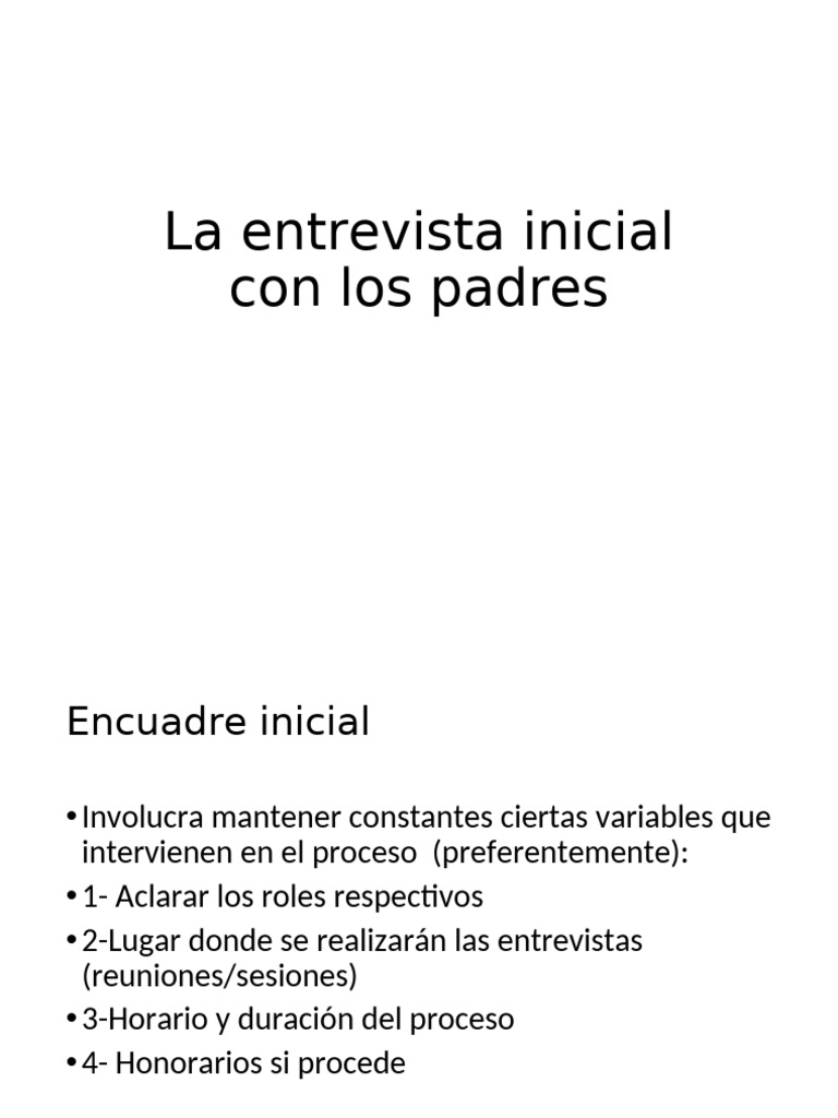 La Entrevista Inicial Con Los Padres | PDF | Adolescencia | Salud mental
