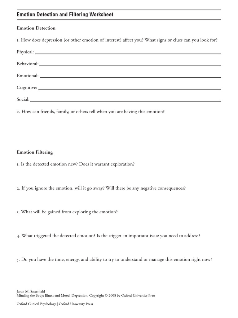 Emotion Detection and Filtering Worksheet | PDF