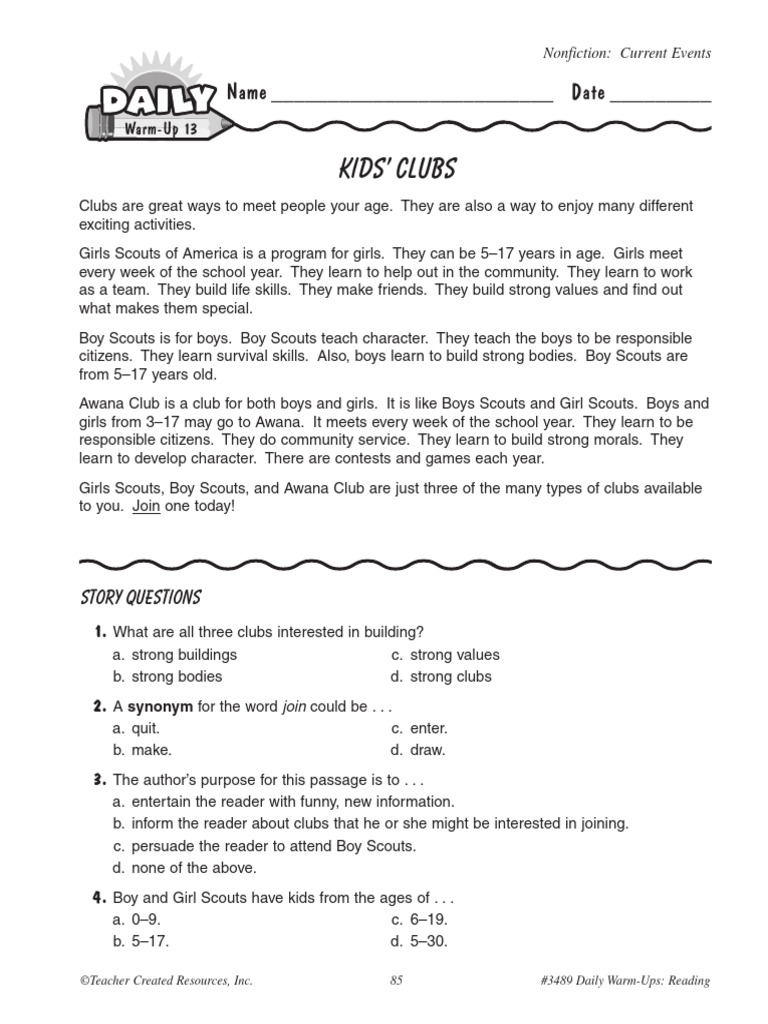 Daily Reading Warmups G3 | PDF | Jury Trial | Trials