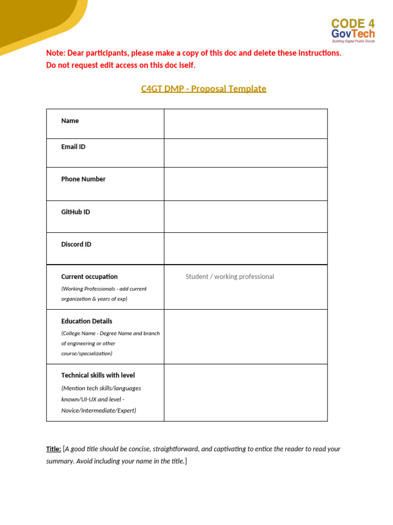 C4GT Proposal Template 2023 | PDF | Software Engineering | Computing