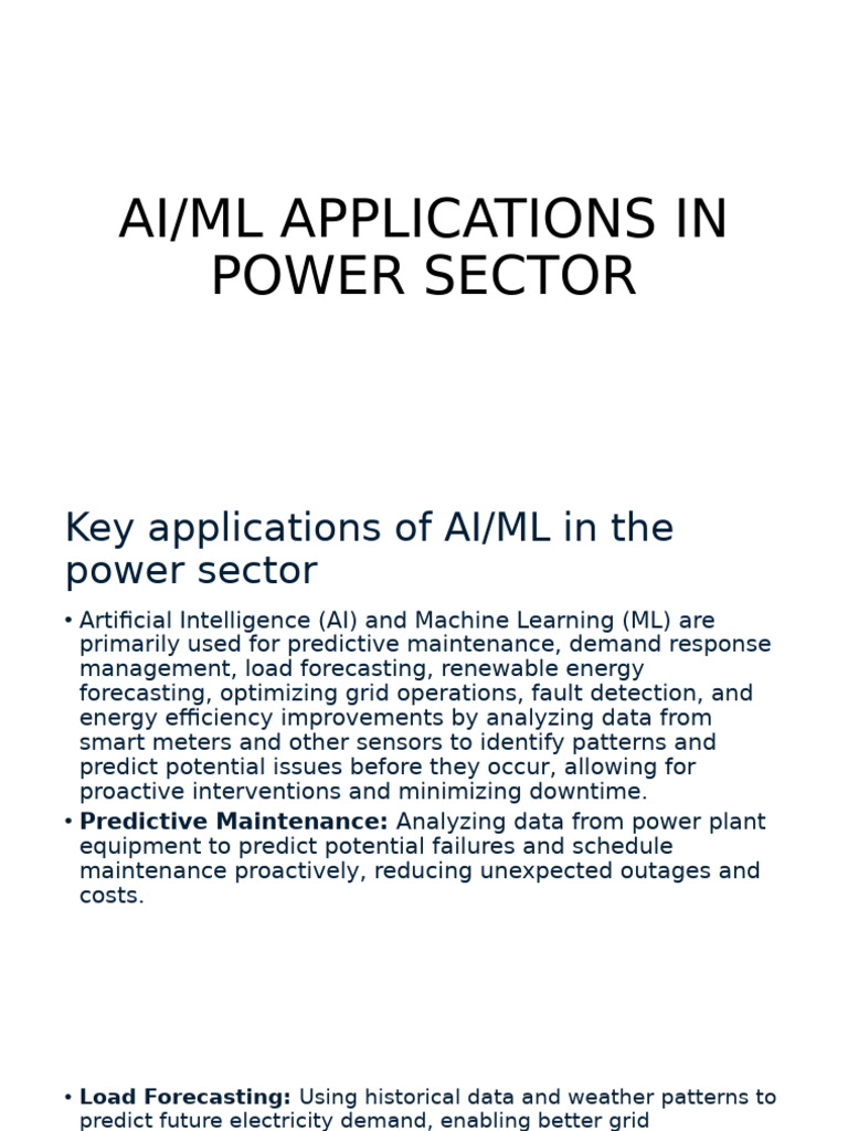 AI/ML in Power Sector Applications | PDF | Electrical Grid | Machine ...