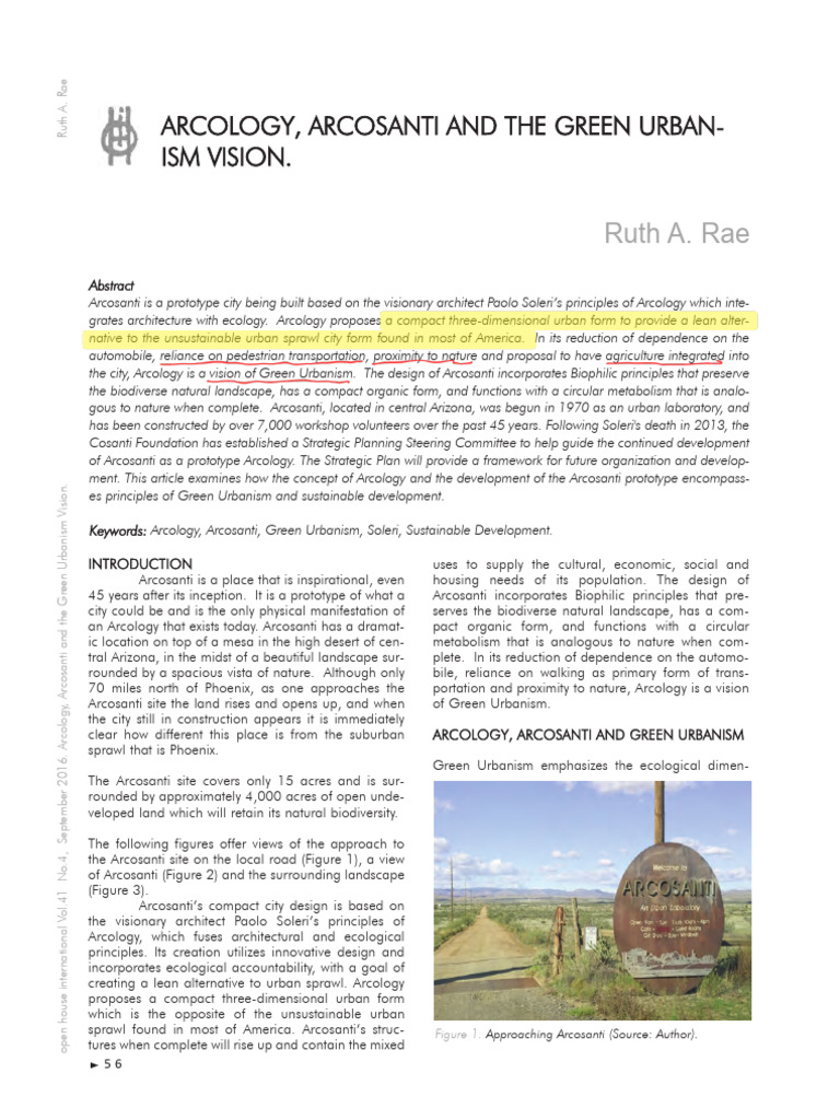 Arcosanti: A Model of Arcology and Green Urbanism | PDF | Sustainable ...