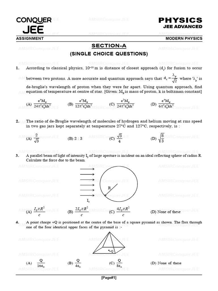 JEE Advanced Physics Assignment | PDF | Radioactive Decay | Neutron