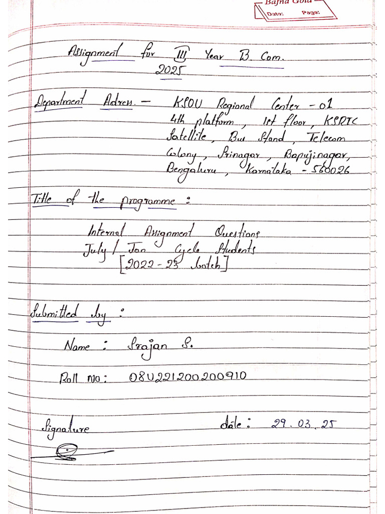 KSOU Assignment | PDF