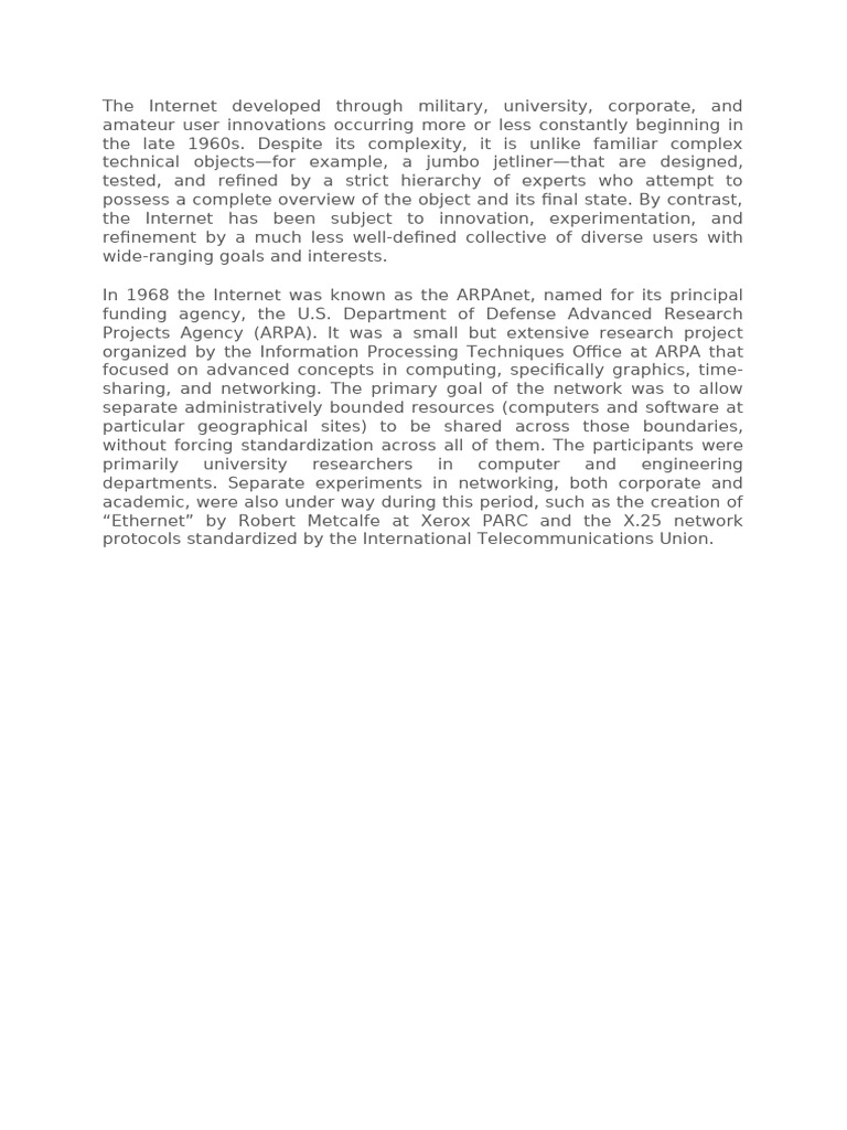 The Internet Developed Through Military | PDF